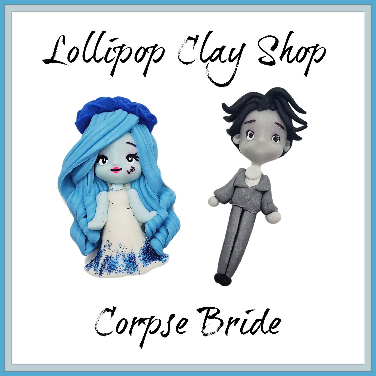 Scary Bride and Groom Polymer Clay Bow Center clay doll clay | Etsy