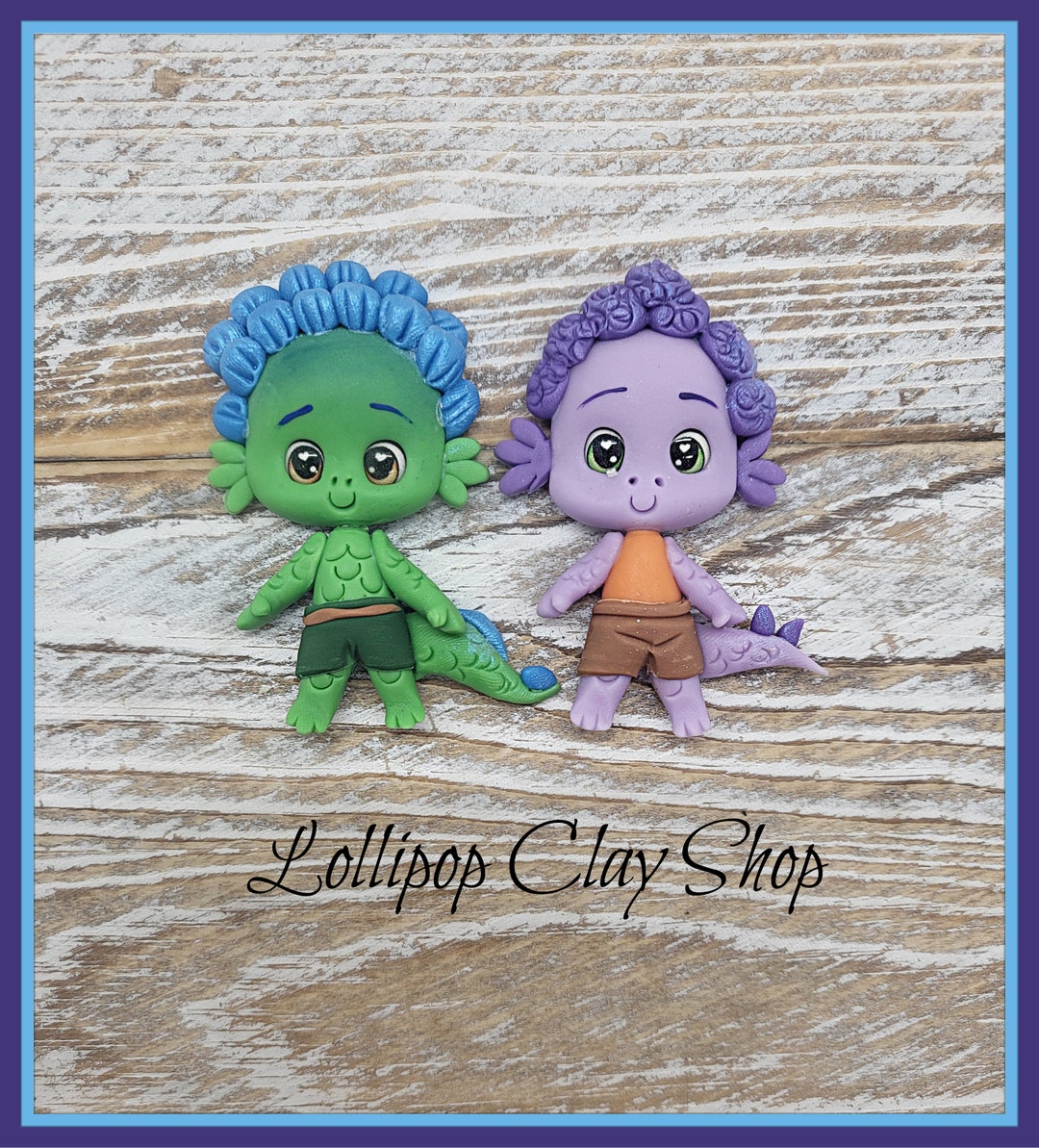 Green and Purple Water Monster Clays for Bows-polymer Clay Bow Center ...