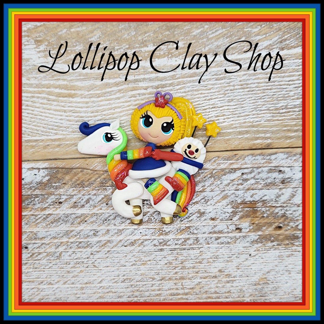 Rainbow Girl on Horse Clays for Bows-polymer Clay Bow Center Clay Doll ...