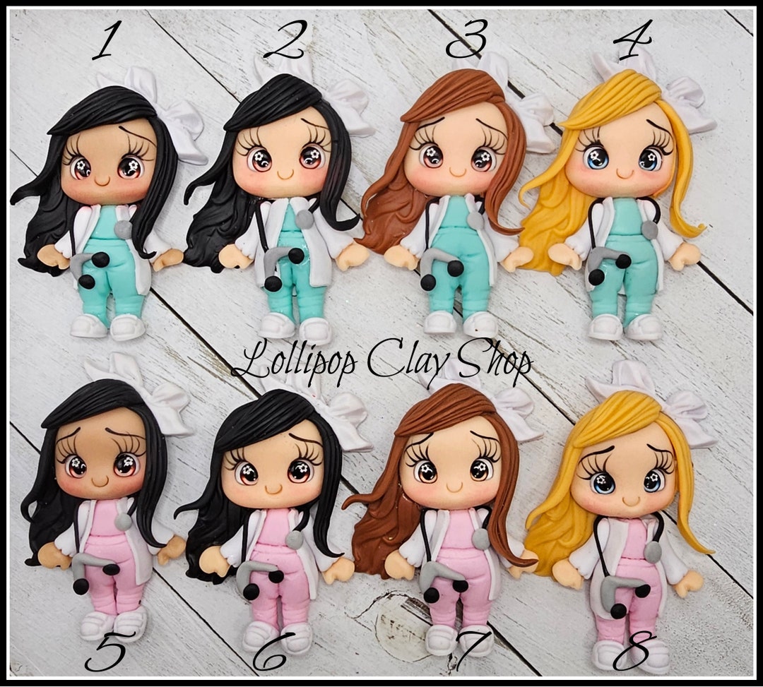 Nurse Clays, Doctor Clay Dolls for Bows-polymer Clay Bow Center Clay ...