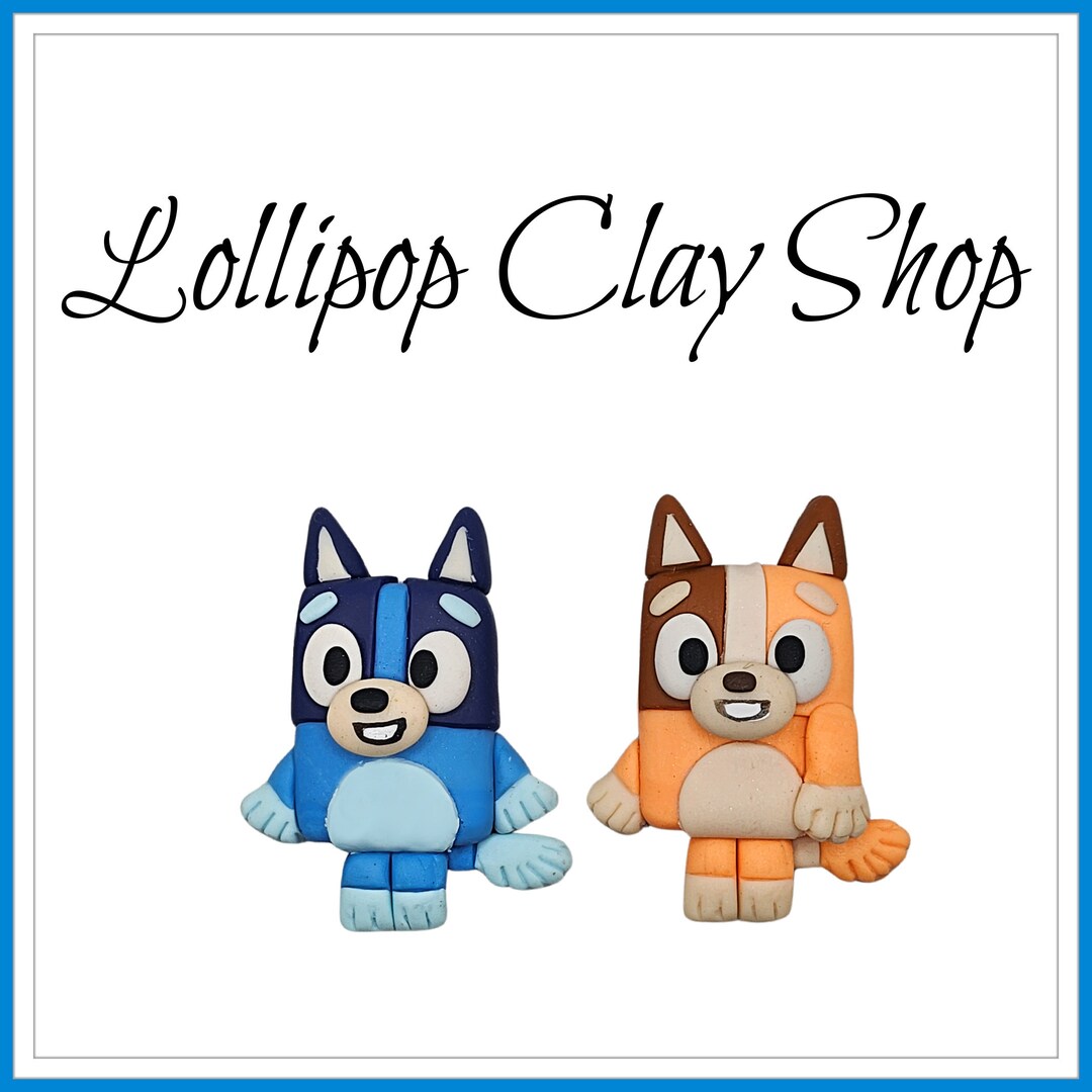 Blue and Brown Dog Clays for Bows Clay Bow Center Clay Doll - Etsy