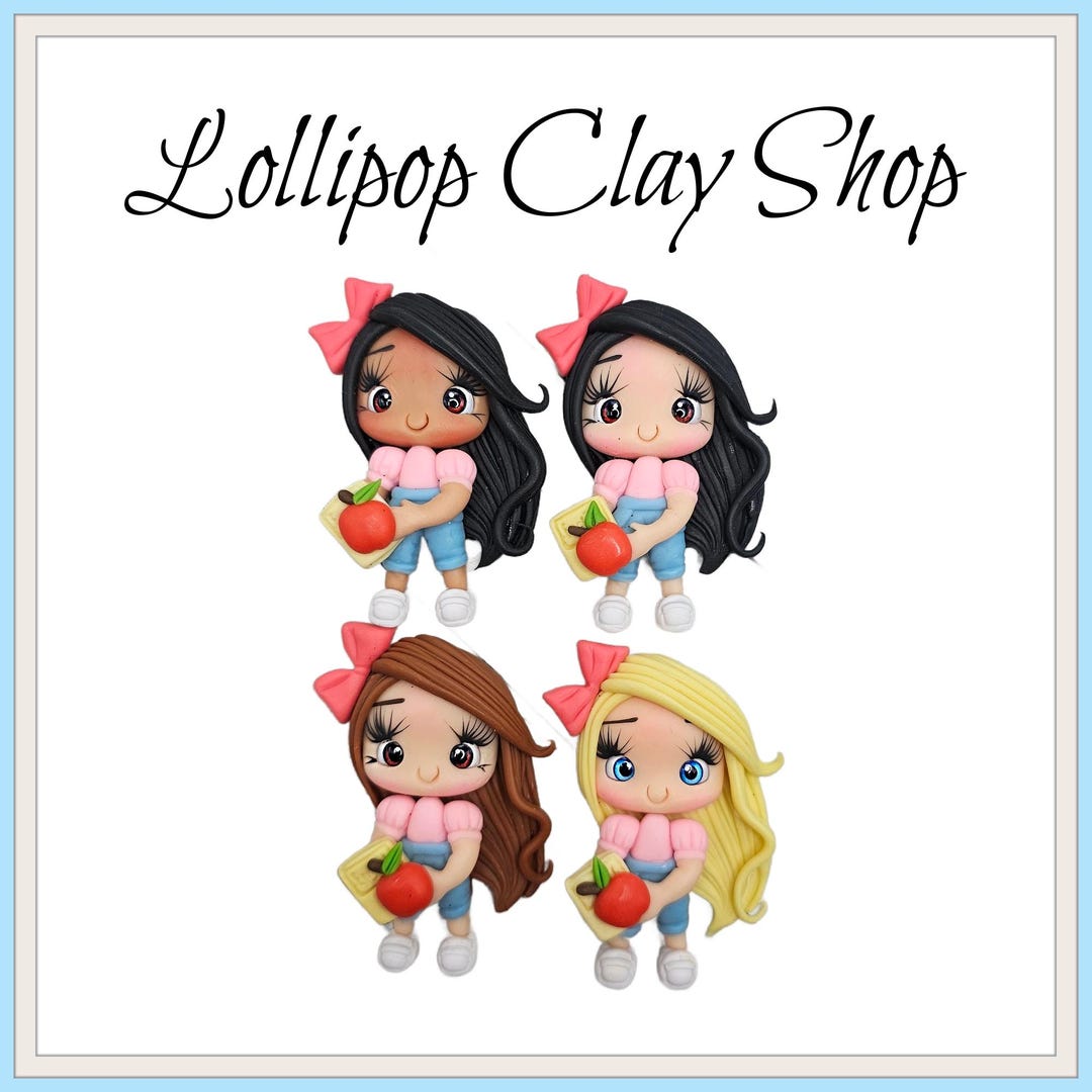 Back to School Girl Clay - Clays for Bows- Clay Doll, Clay Dolls, Bow ...