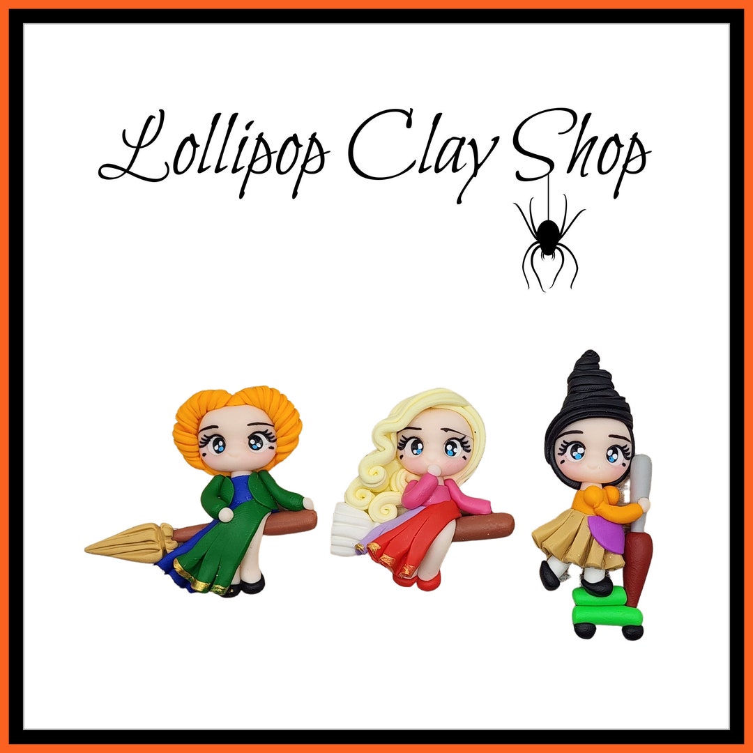 Witches -set of 3 - Inspired for Bows-polymer Clay Bow Center Clay Doll ...