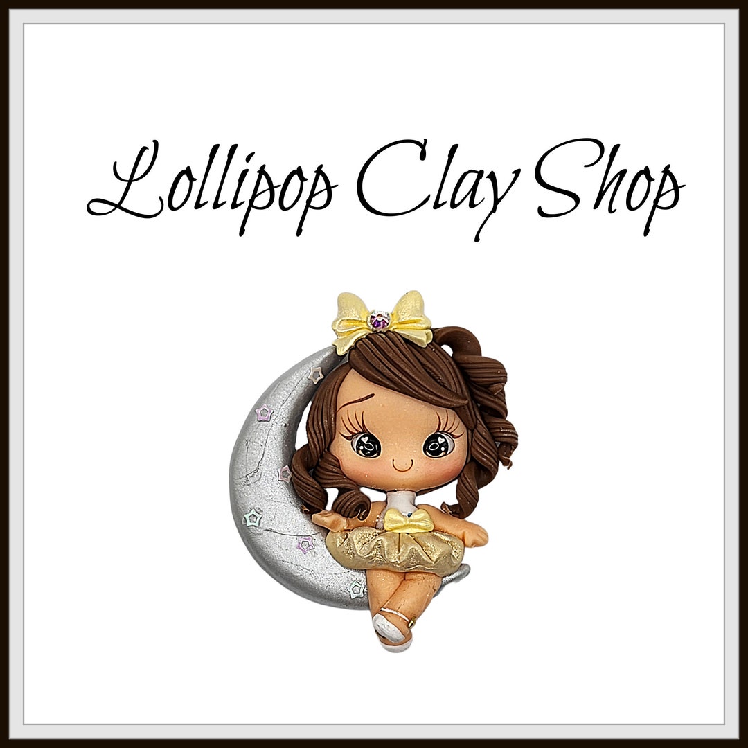 Cute Girl on Moon Clays for Bows Clay Doll Clay Dolls Bow - Etsy