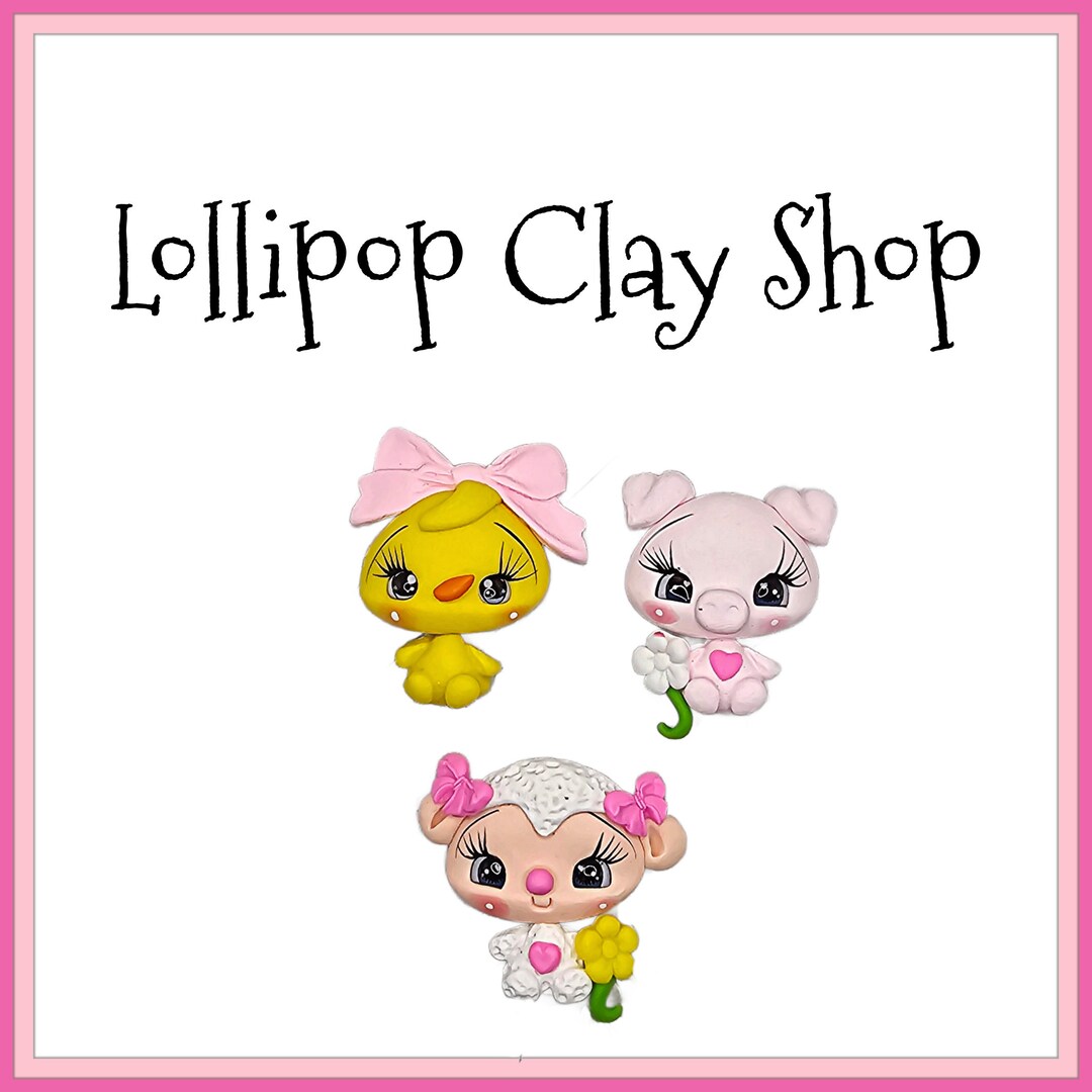 Spring Farm Animals- Clays for Bows- Clay Bow Center Clay Doll, Clay ...