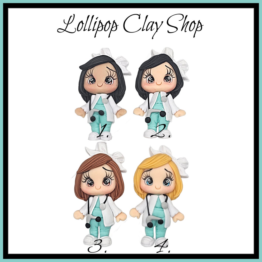 Nurse Clays, Doctor Clay Dolls for Bows-polymer Clay Bow Center Clay ...