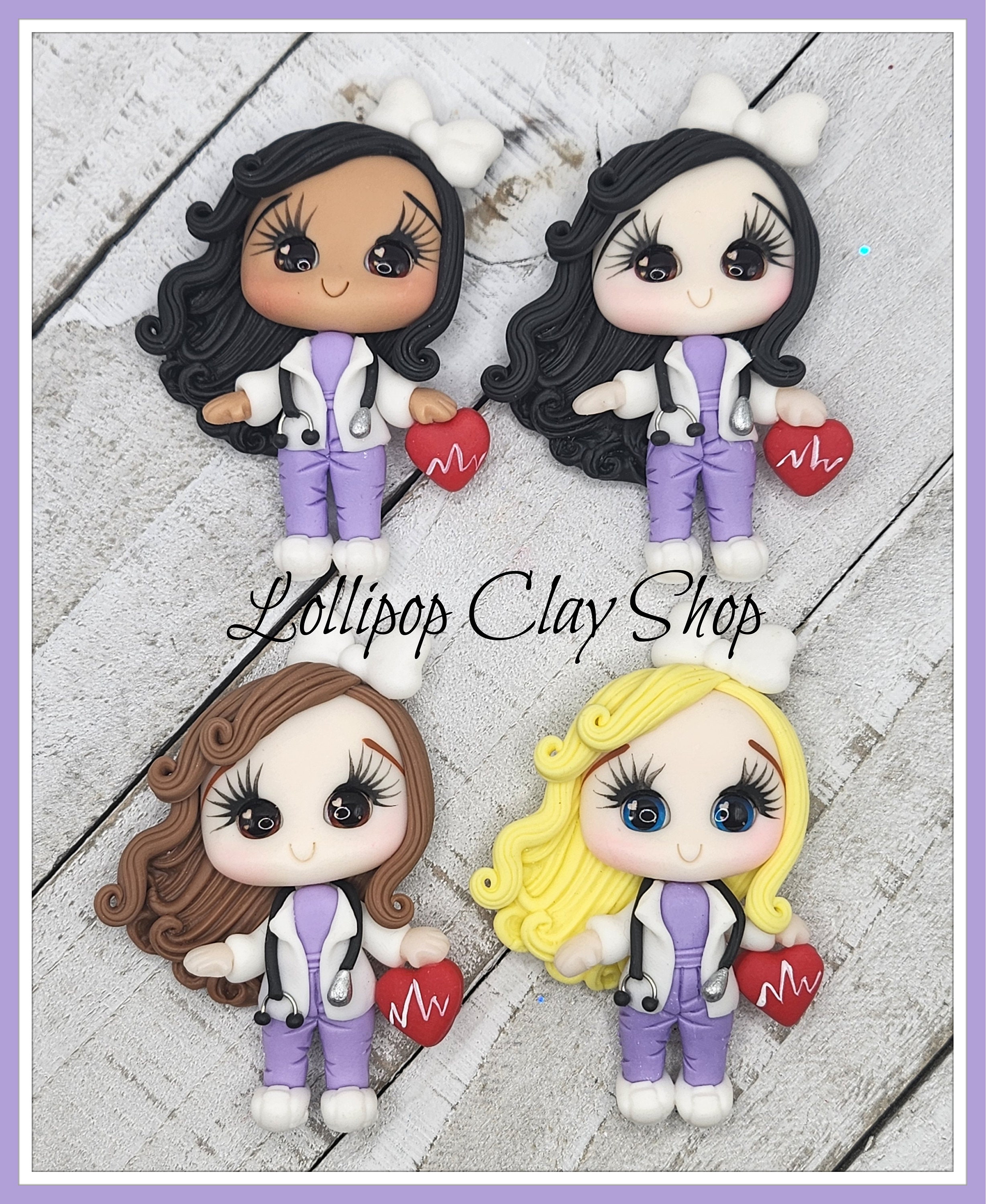 Nurse Clays, Doctor Clay Dolls for Bows-polymer Clay Bow Center Clay ...