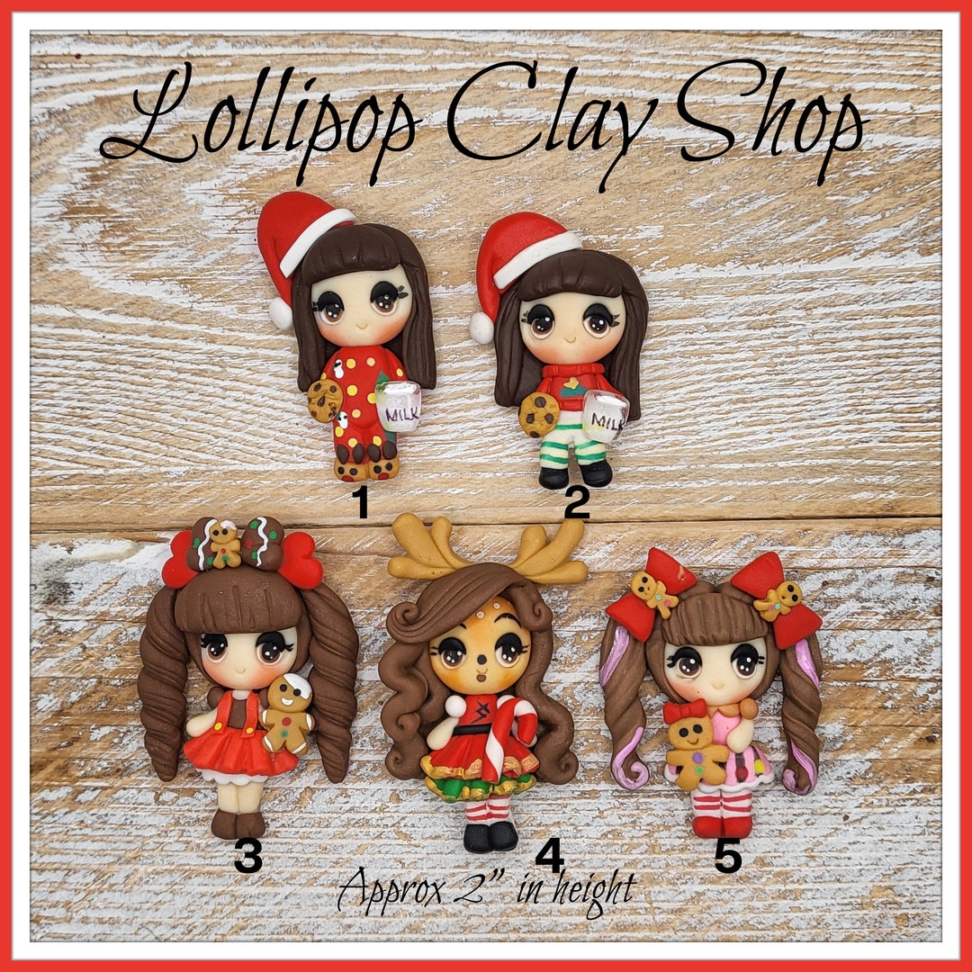 Christmas Girl for Bows-polymer Clay Bow Center Clay Doll, Clay Dolls ...