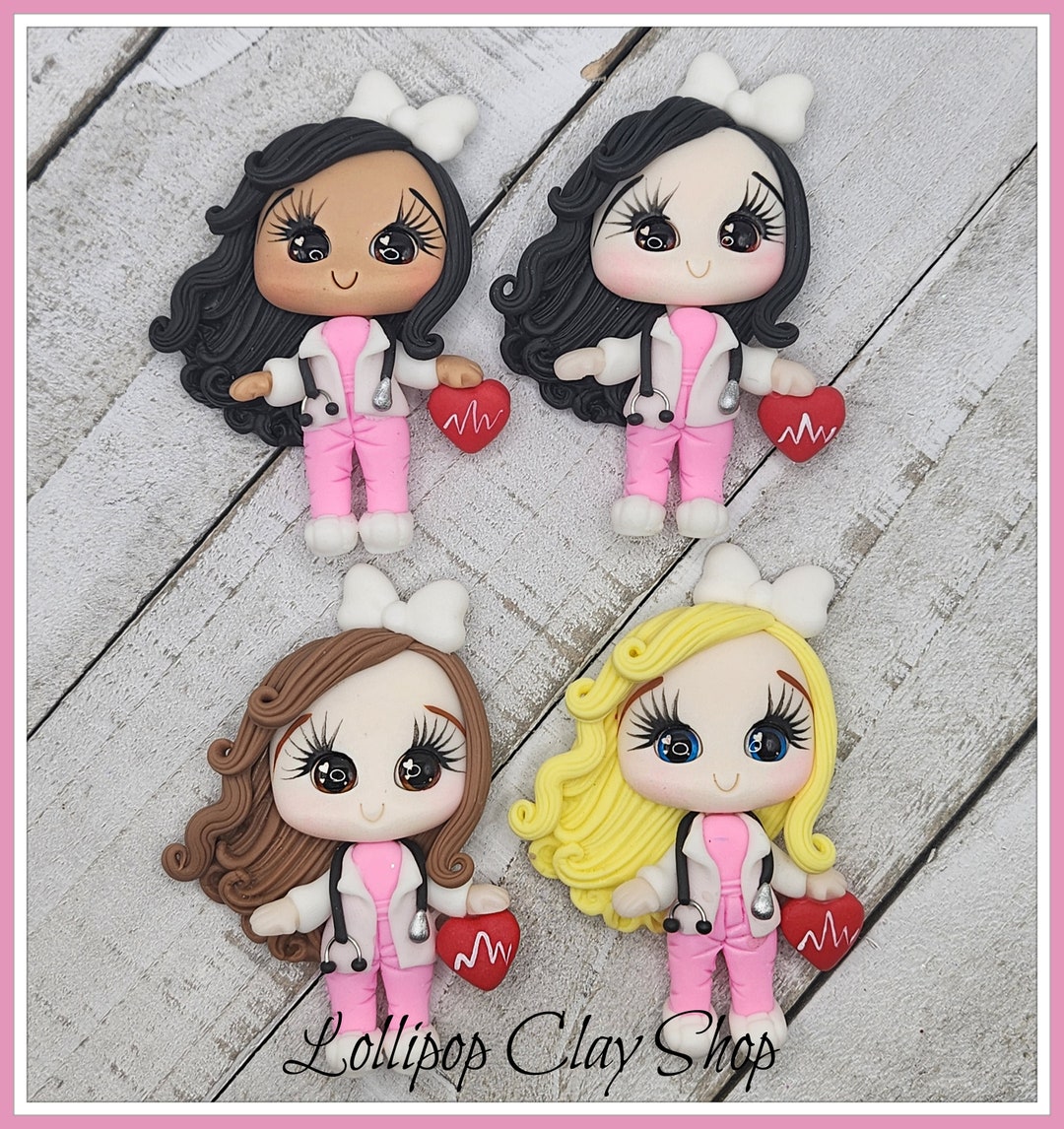 Nurse Clays, Doctor Clay Dolls for Bows-polymer Clay Bow Center Clay ...