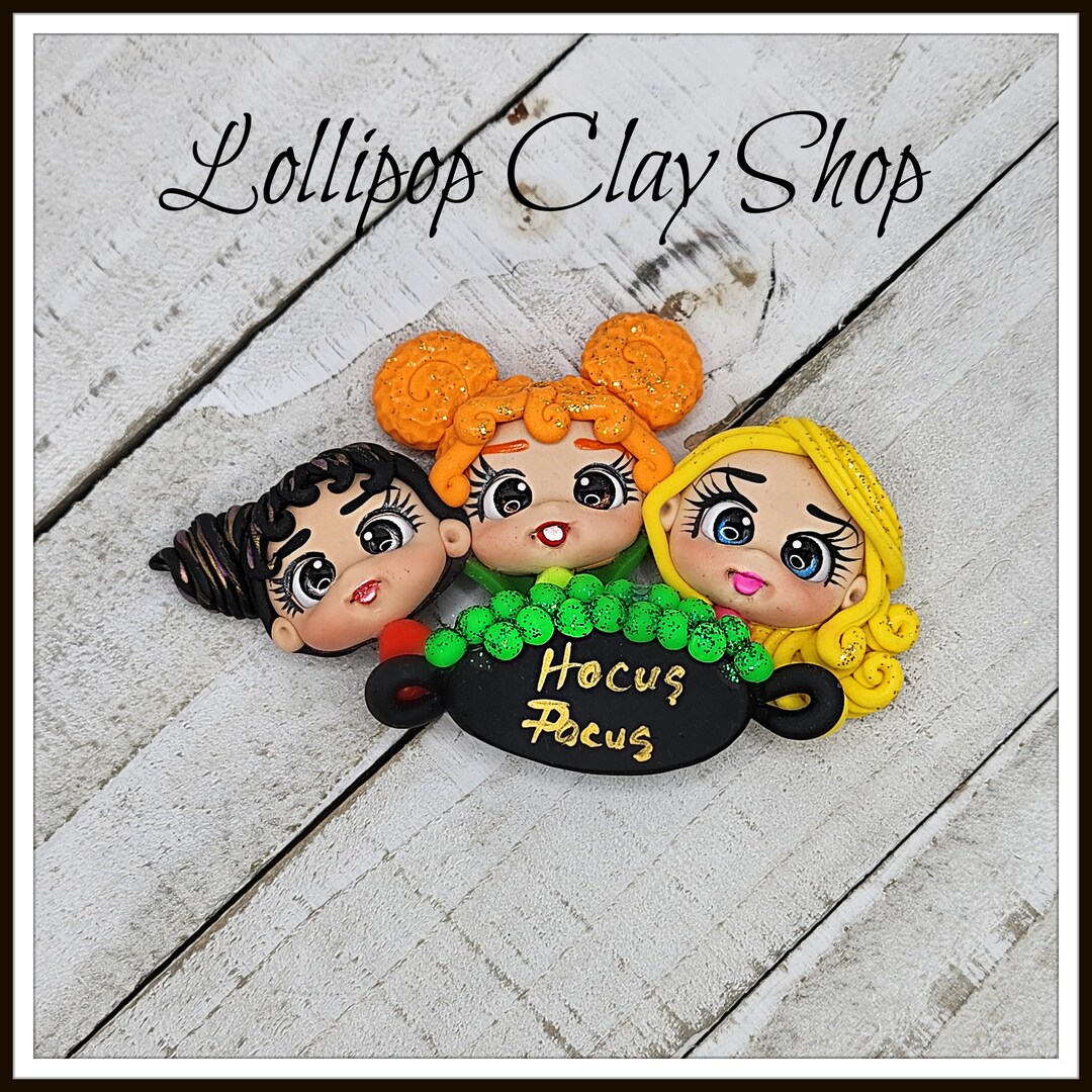 Witches Inspired for Bows-polymer Clay Bow Center Clay Doll, Clay Dolls ...