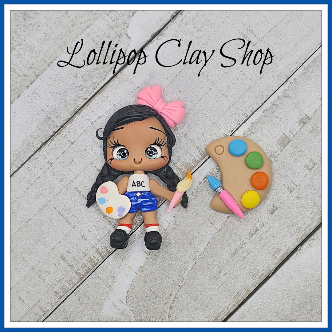 Back to School Clay Dolls Clays for Bows- Clay Bow Center Clay Doll ...