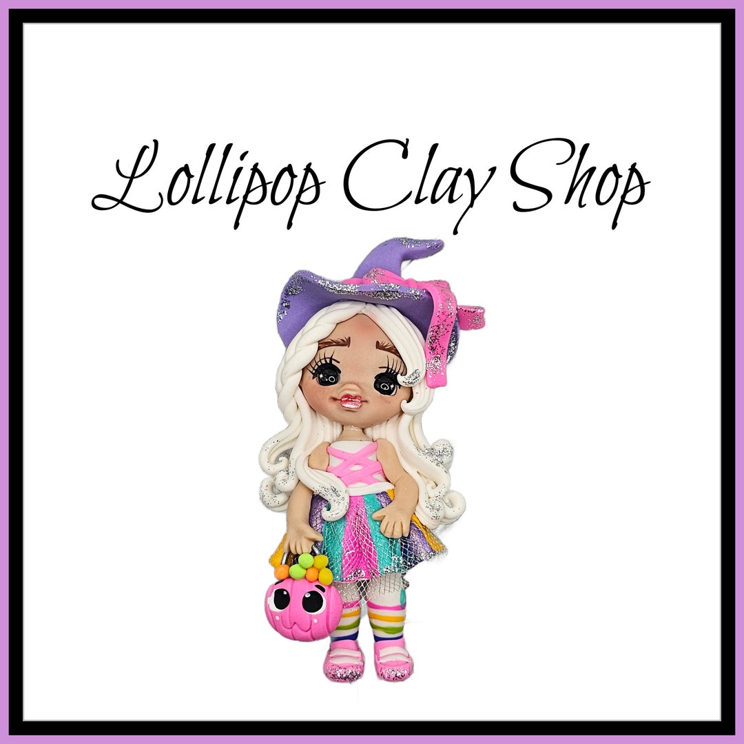 Witches Polymer Clay Bow Center Clay Doll, Clay Dolls, Bow Centerpieces ...