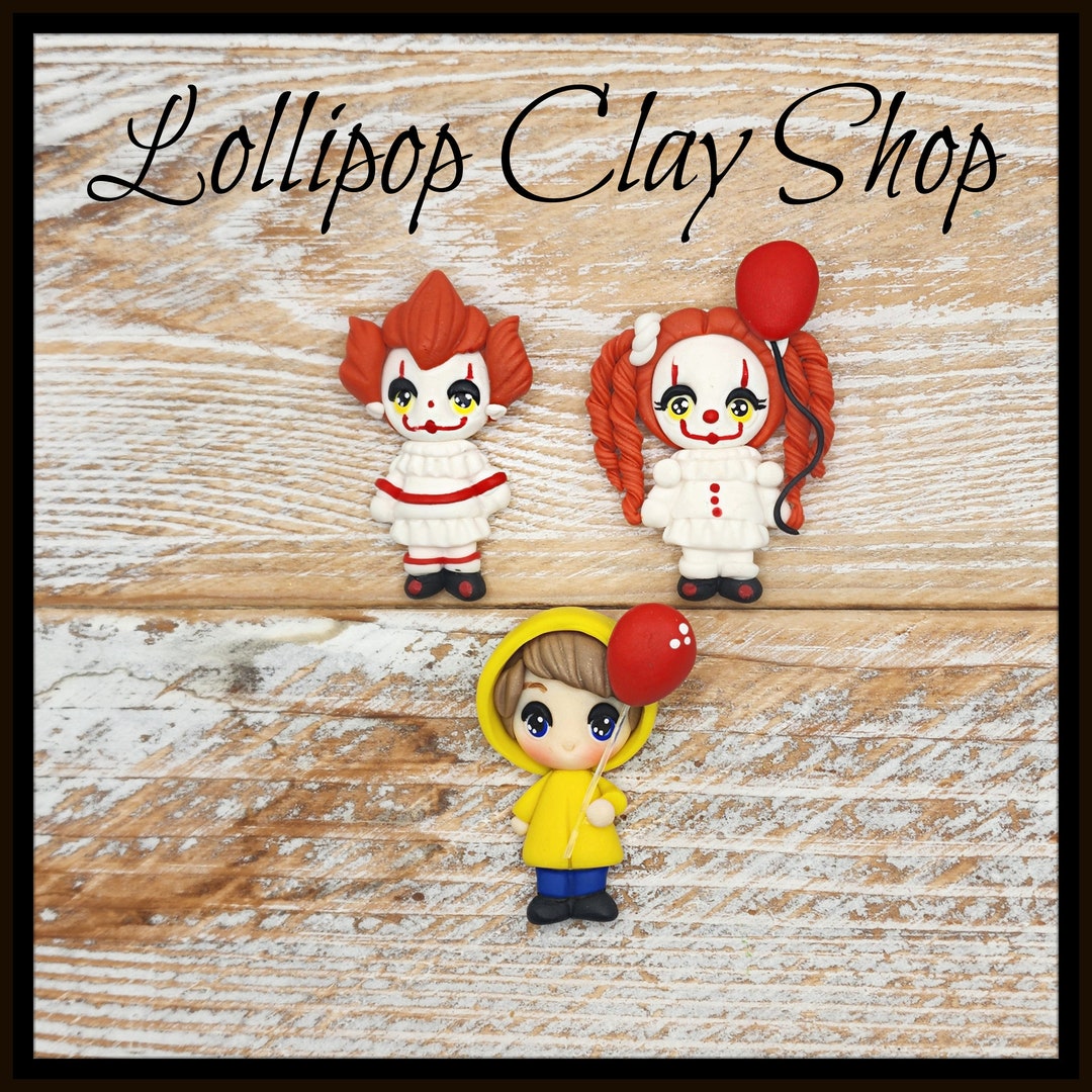 Evil Clown Inspired for Bows-polymer Clay Bow Center Clay Doll, Clay ...