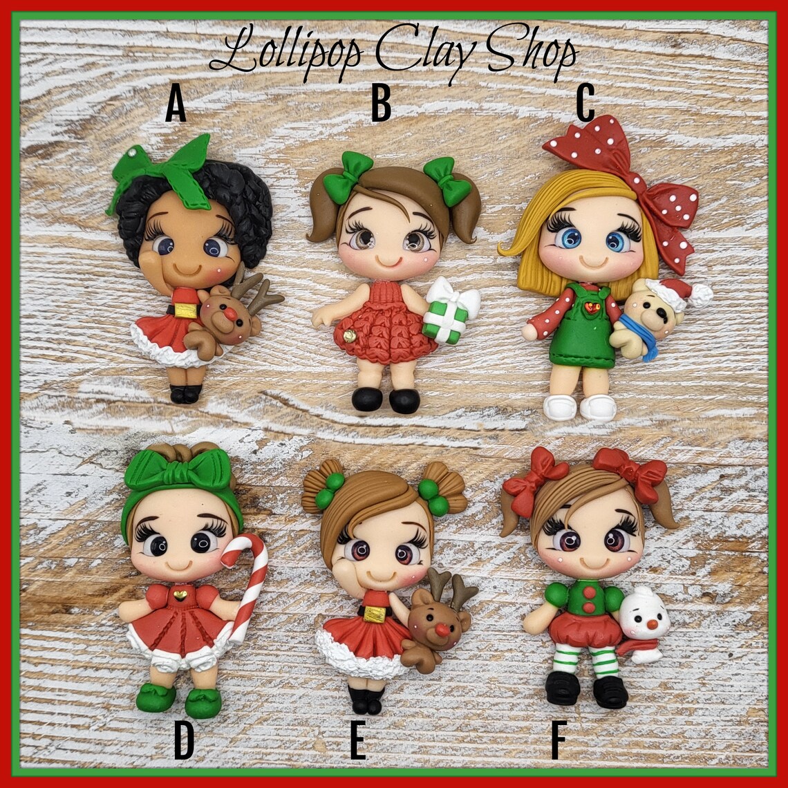 Christmas Girls for Bows-polymer Clay Bow Center Clay Doll - Etsy