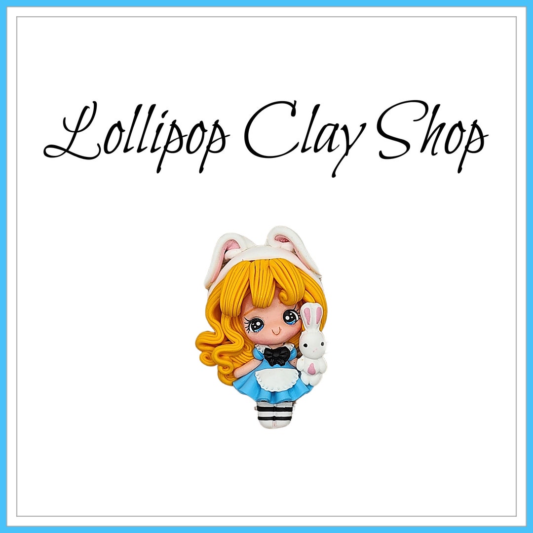 Alice and White Rabbit Inspired Clay Doll-polymer Clay Bow Center Clay ...