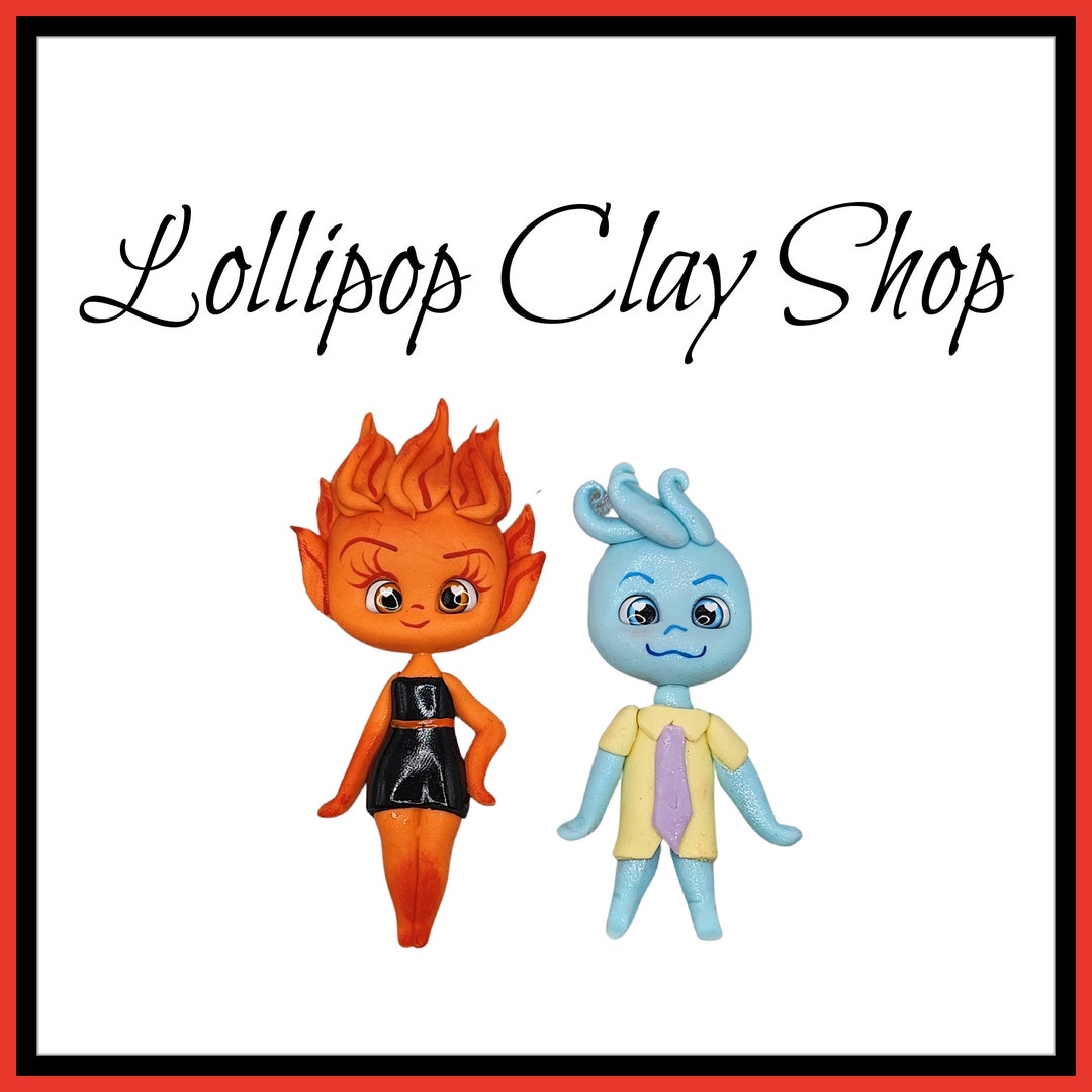Fire and Water Clay Dolls, Clay Bow Center Clay Doll, Clay Dolls, Bow ...
