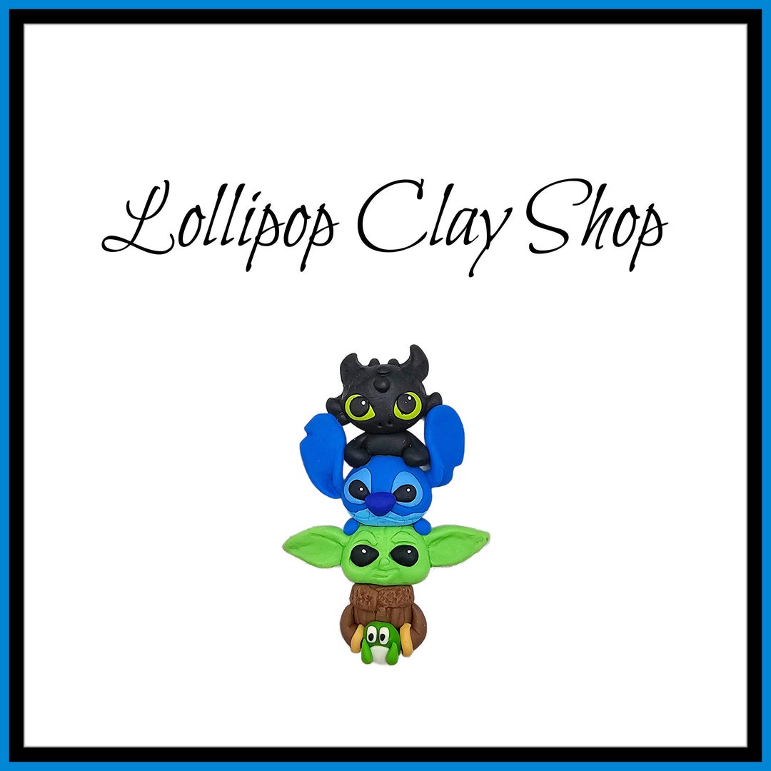 Green Alien, Dragon & Blue Monster-polymer Clay Bow Center Clay Doll ...