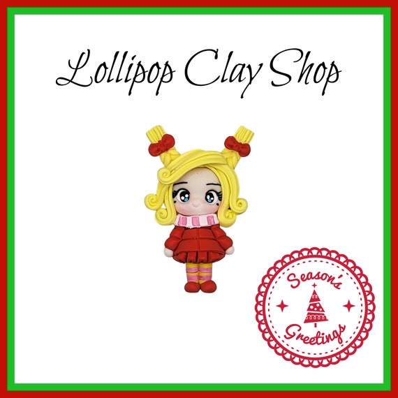 Cindy Lou Who-polymer Clay Bow Center Clay Doll Clay Dolls - Etsy