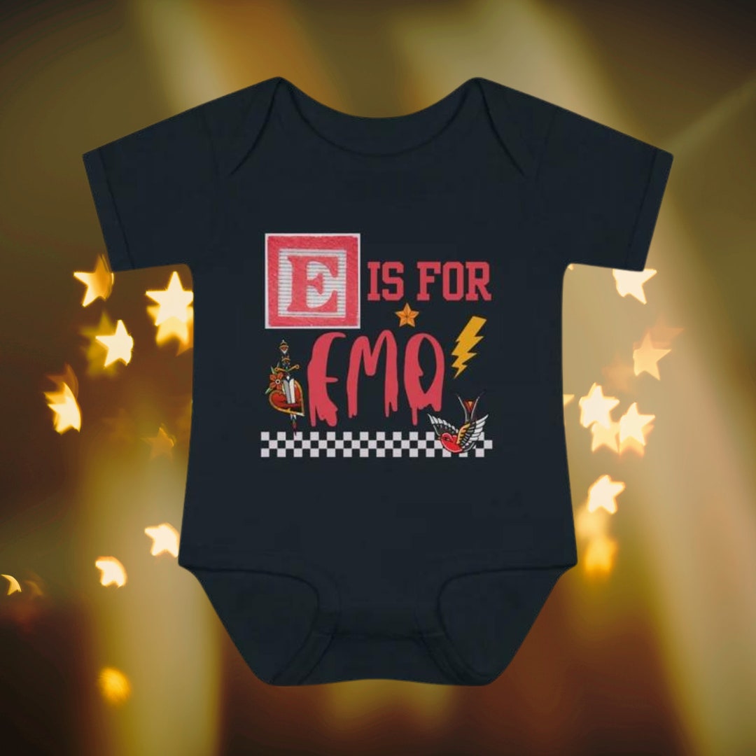 E is for Emo Bodysuit, Emo Baby Clothes, Emo Baby Shirt, Emo Baby Gift ...