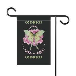 Luna Moth Garden, Moth Flag, Moth Garden Flag, Moth Decor, Gothic ...