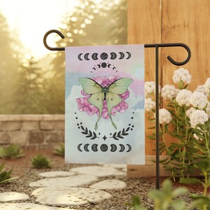 Luna Moth Garden, Moth Flag, Moth Garden Flag, Witchy Garden Flag ...