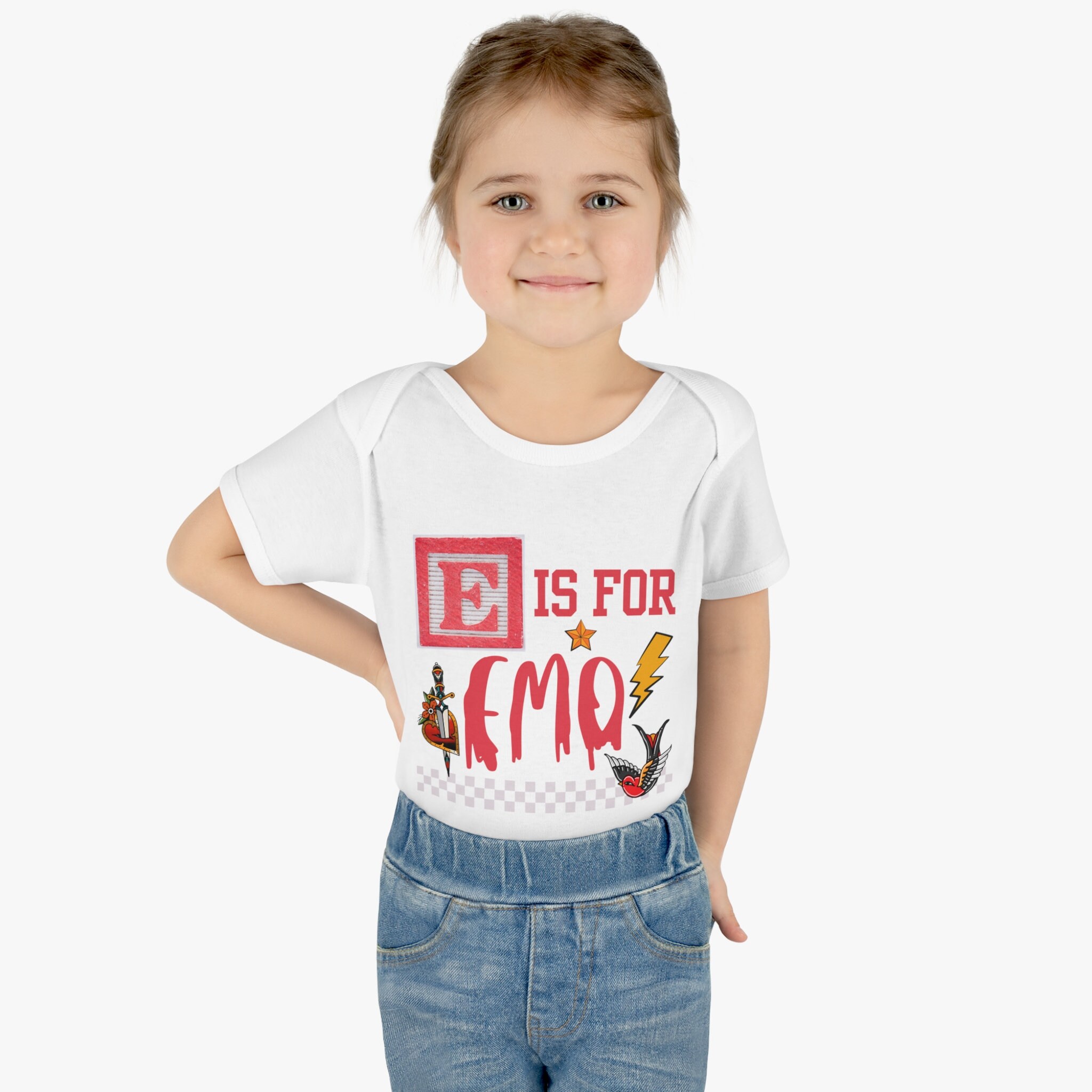 E is for Emo Bodysuit, Emo Baby Clothes, Emo Baby Shirt, Emo Baby Gift ...