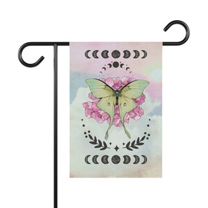 Luna Moth Garden, Moth Flag, Moth Garden Flag, Witchy Garden Flag ...