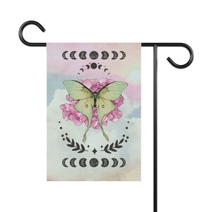 Luna Moth Garden, Moth Flag, Moth Garden Flag, Witchy Garden Flag ...