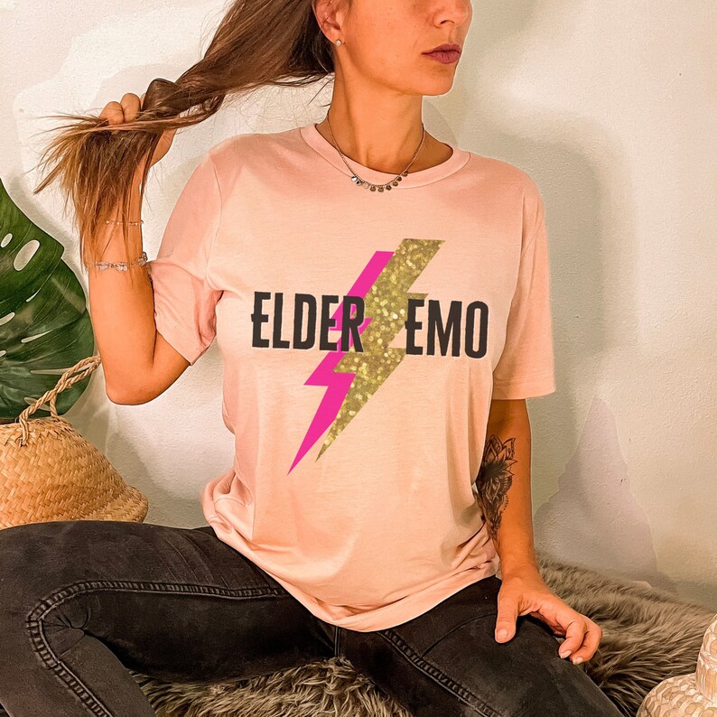 Retro Elder Emo Tee, Elder Emo Shirt, Emo Lightning Bolt Tee, Still Emo ...