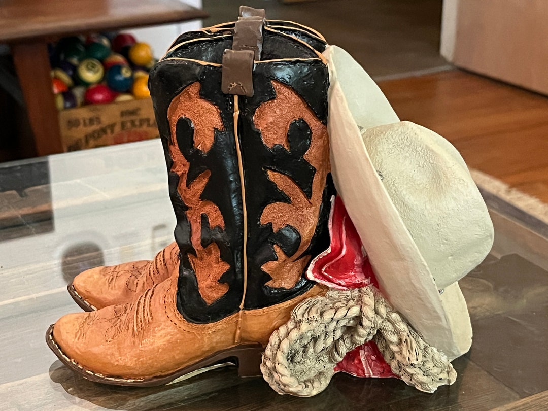 Vintage Figi Graphics Happy Trails Cowboy Boots Piggy Coin Bank With ...