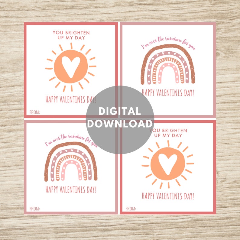 Rainbow Valentines Printables - Etsy