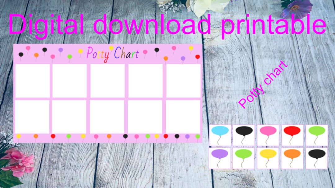 Balloon Potty Training Board, Pink Girls, Potty Chart, Potty Token ...