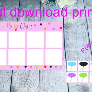 Balloon Potty Training Board, Pink Girls, Potty Chart, Potty Token ...