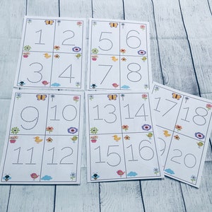 Summer Tracing Handwriting Alphabet and Number 1 to 20 Flash Cards ...