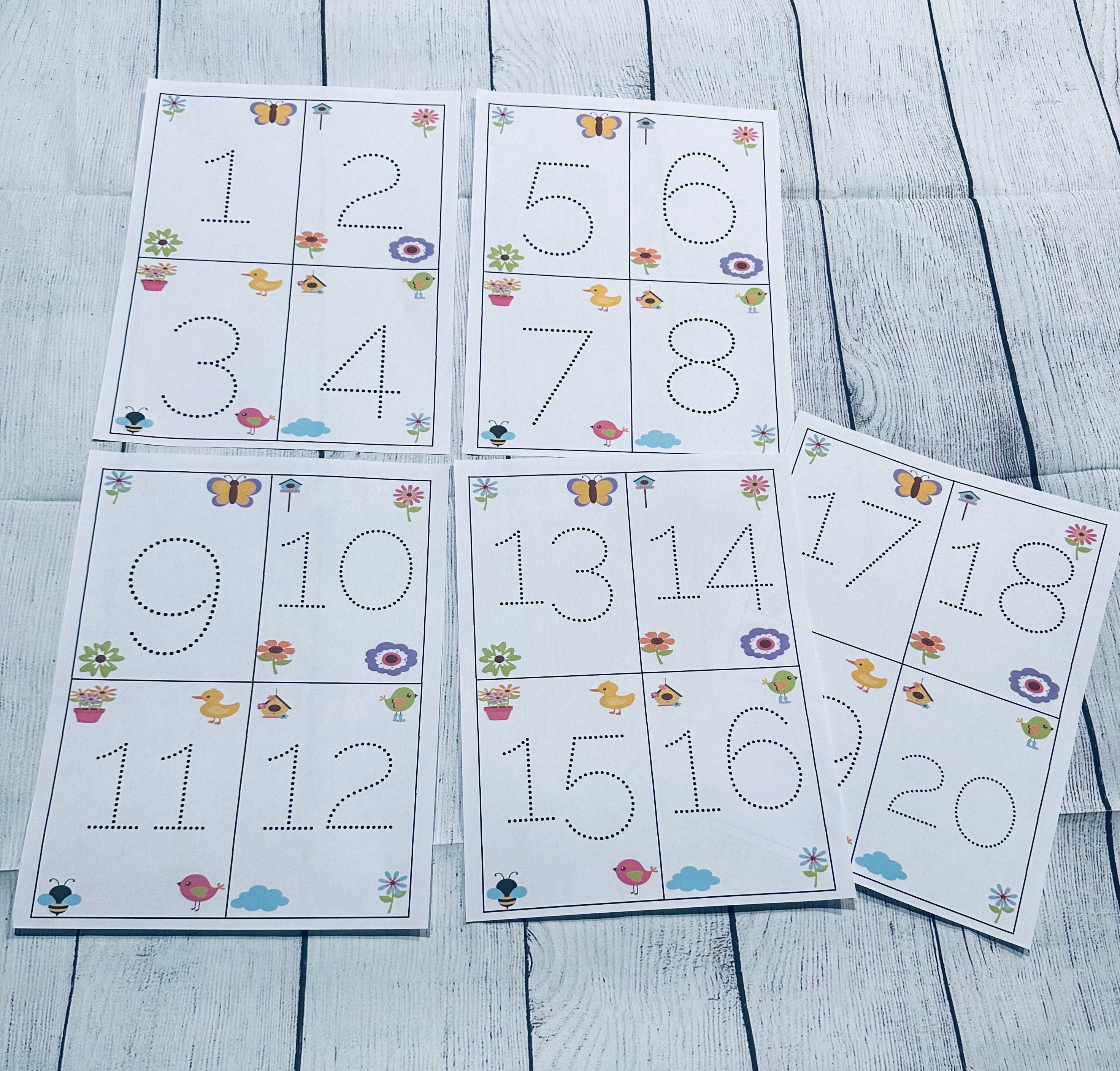 Summer Tracing Handwriting Alphabet and Number 1 to 20 Flash Cards ...