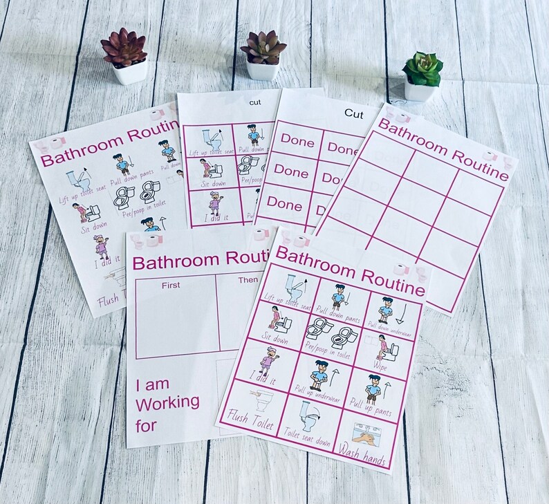 Girl Bathroom Routine, Schedule Potty Training, Reward Chart Poster ...