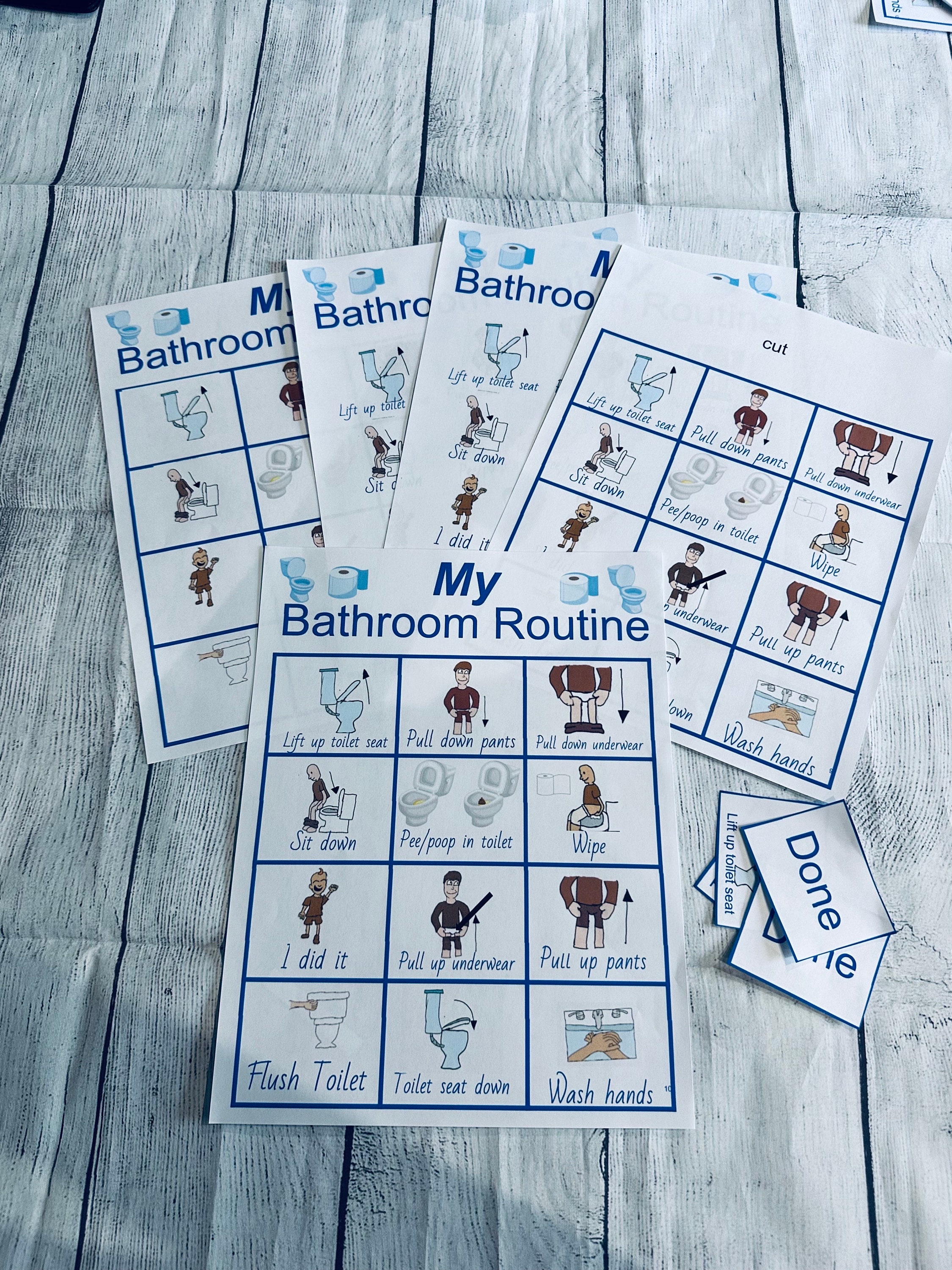 Boy Blue Bathroom Routine, Schedule Potty Training, Reward Chart Poster ...