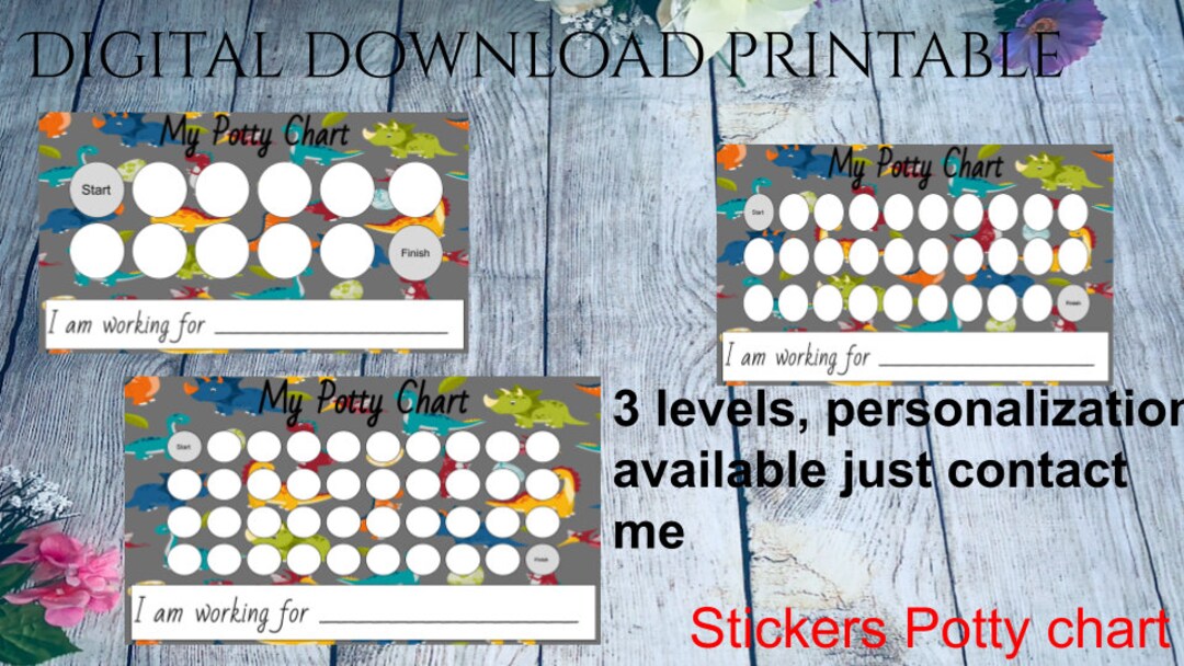 Sticker Potty Chart dinosaur Theme Boy Potty Training Chart - Etsy