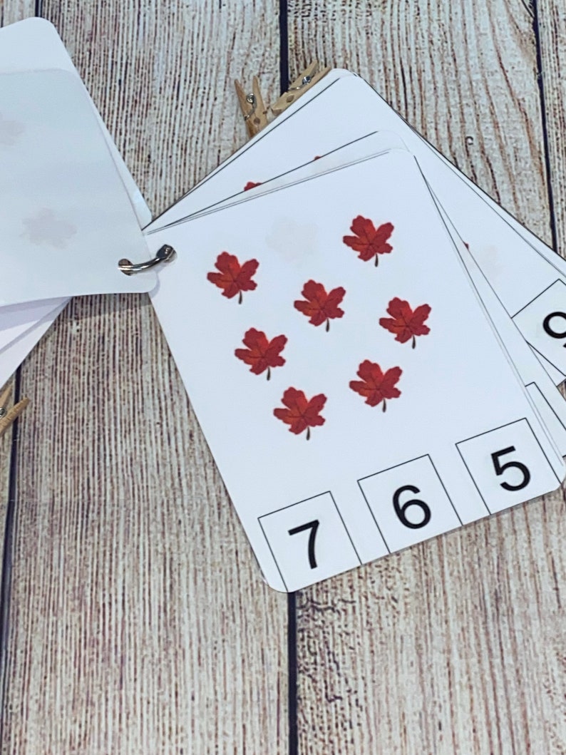 Fall Leaves Counting Leaves Numbers 1 to 15 Clip Cards - Etsy