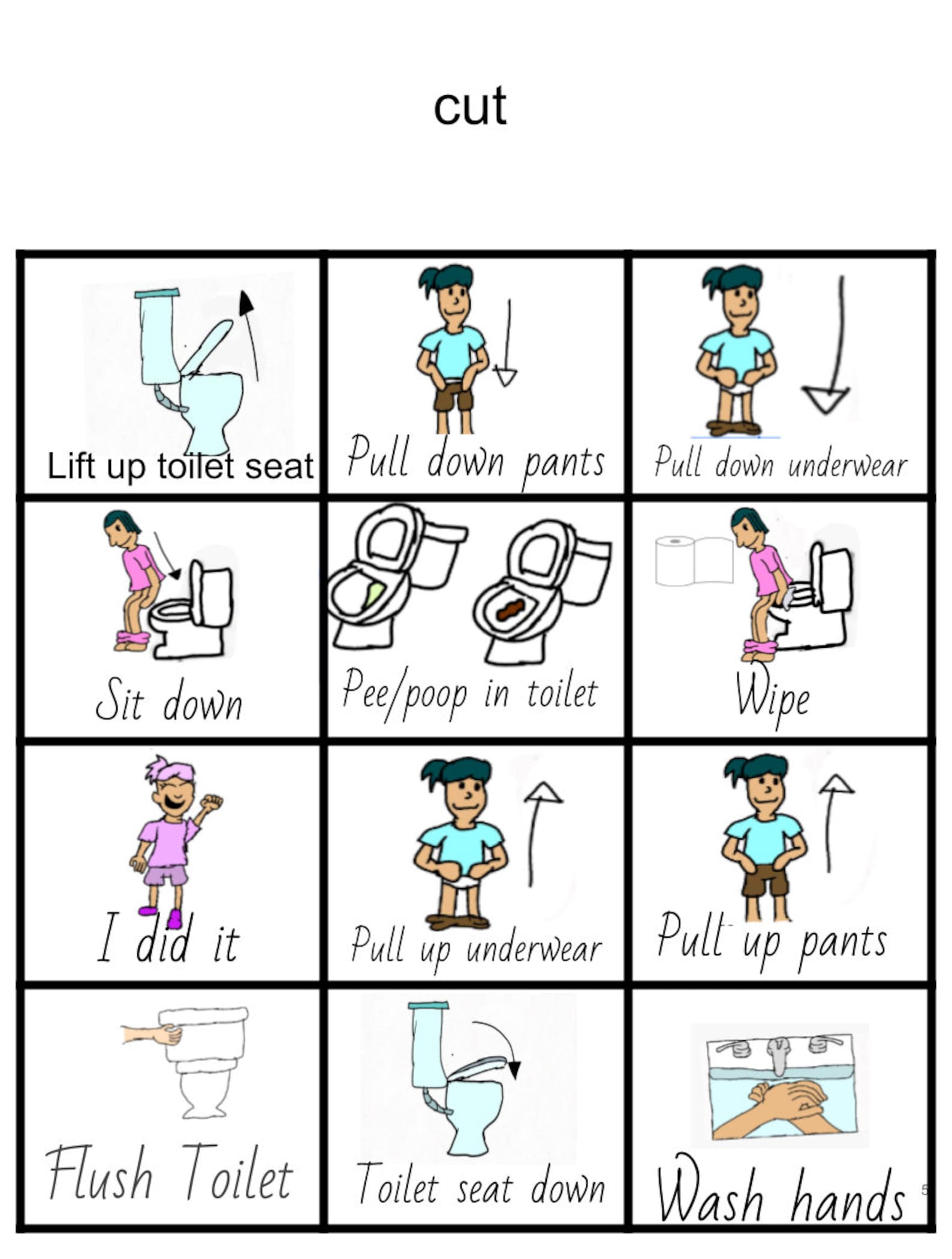 Girl Bathroom Routine Schedule Potty Training Reward Chart - Etsy