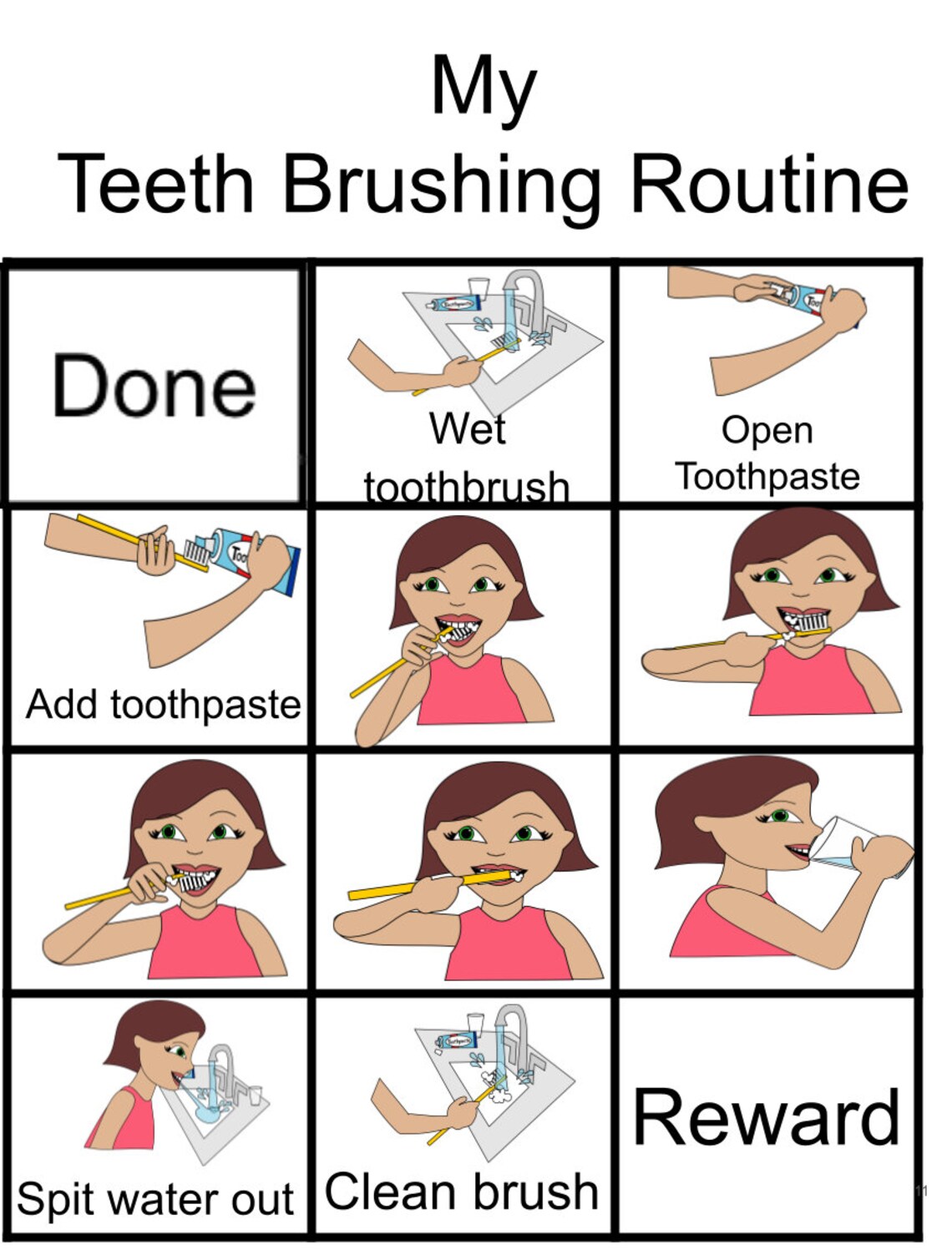 Teeth Brushing Daily Routine Schedule Charts Kid Daily Task Activities ...