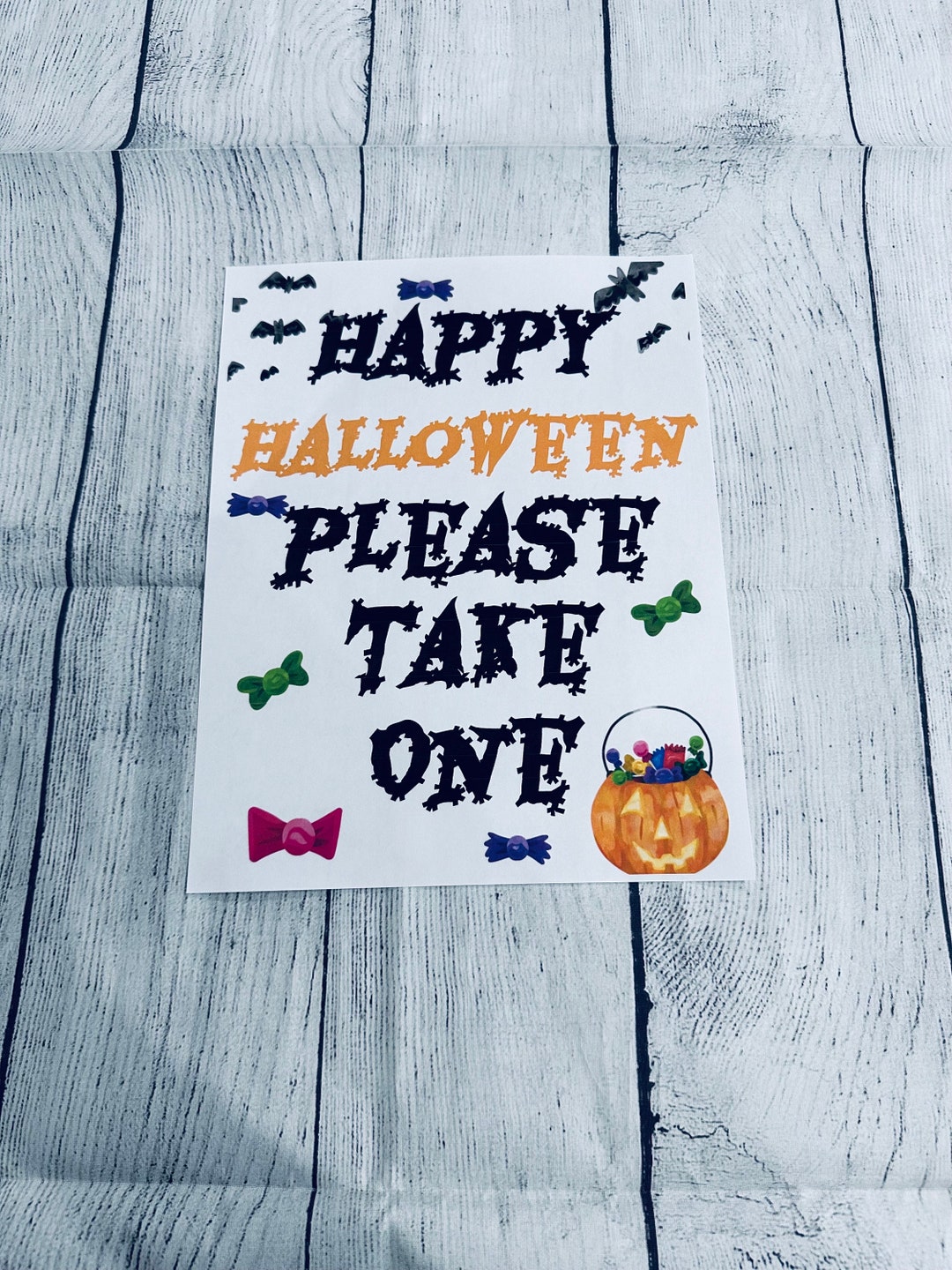 Happy Halloween Please Take One Candy Poster | Front Door Sign Red Font ...