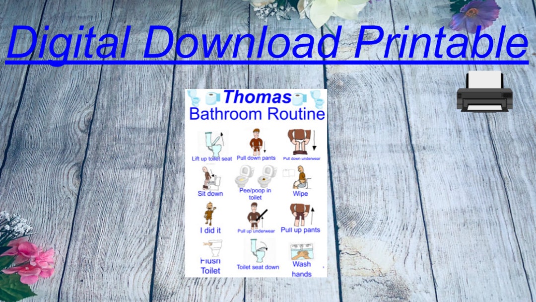 Thomas Blue Bathroom Routine, Schedule Potty Training, Reward Chart ...