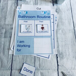 Thomas Blue Bathroom Routine, Schedule Potty Training, Reward Chart ...