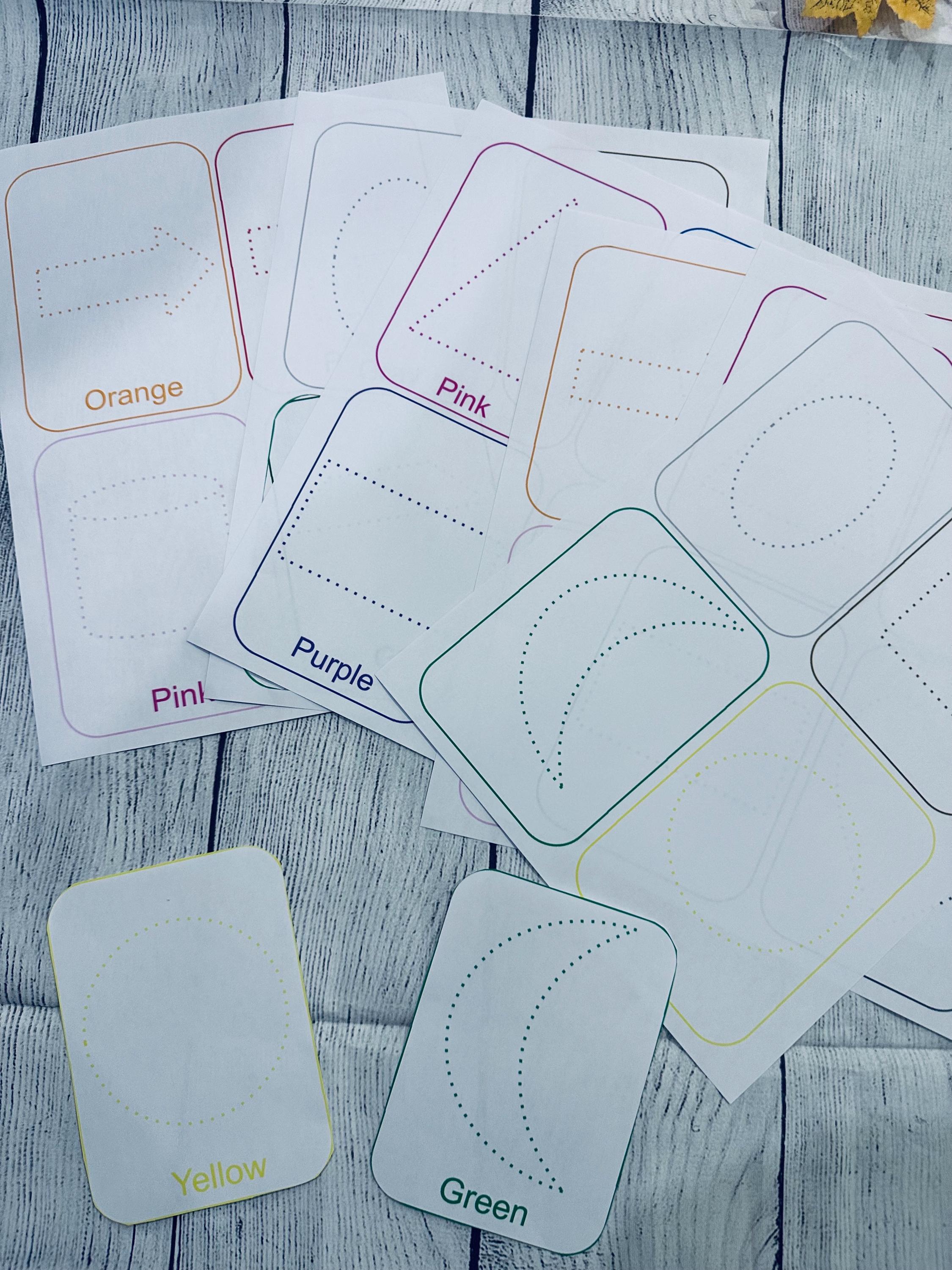 Shape Flash Cards, Tracing Handwriting Montessori, Colors Cards ...