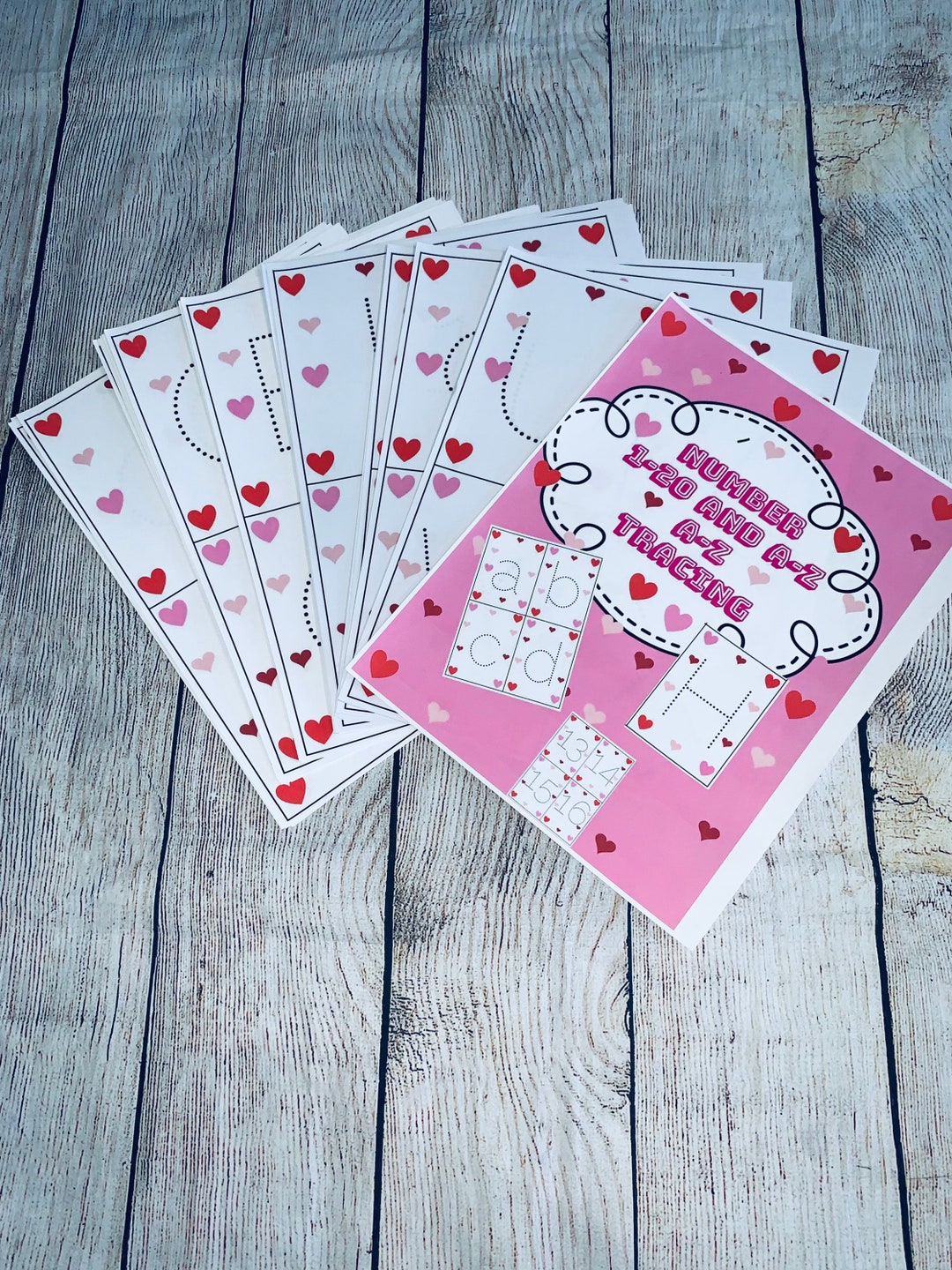 Valentine's Day, Tracing Handwriting Alphabet and Number 1 /20 Math ...