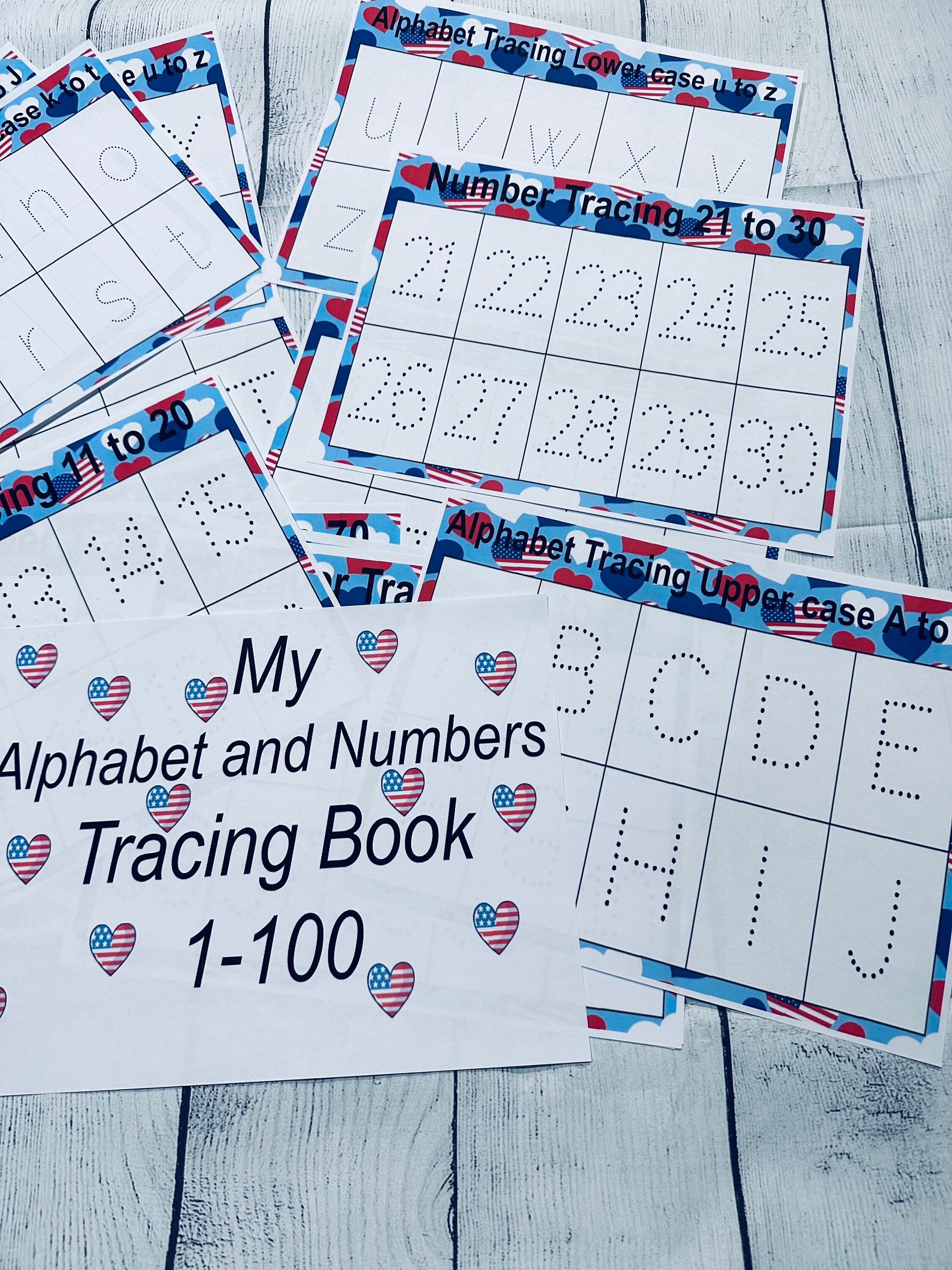 4th of July USA Number 1-100 Tracing Book Handwriting Homeschool ...