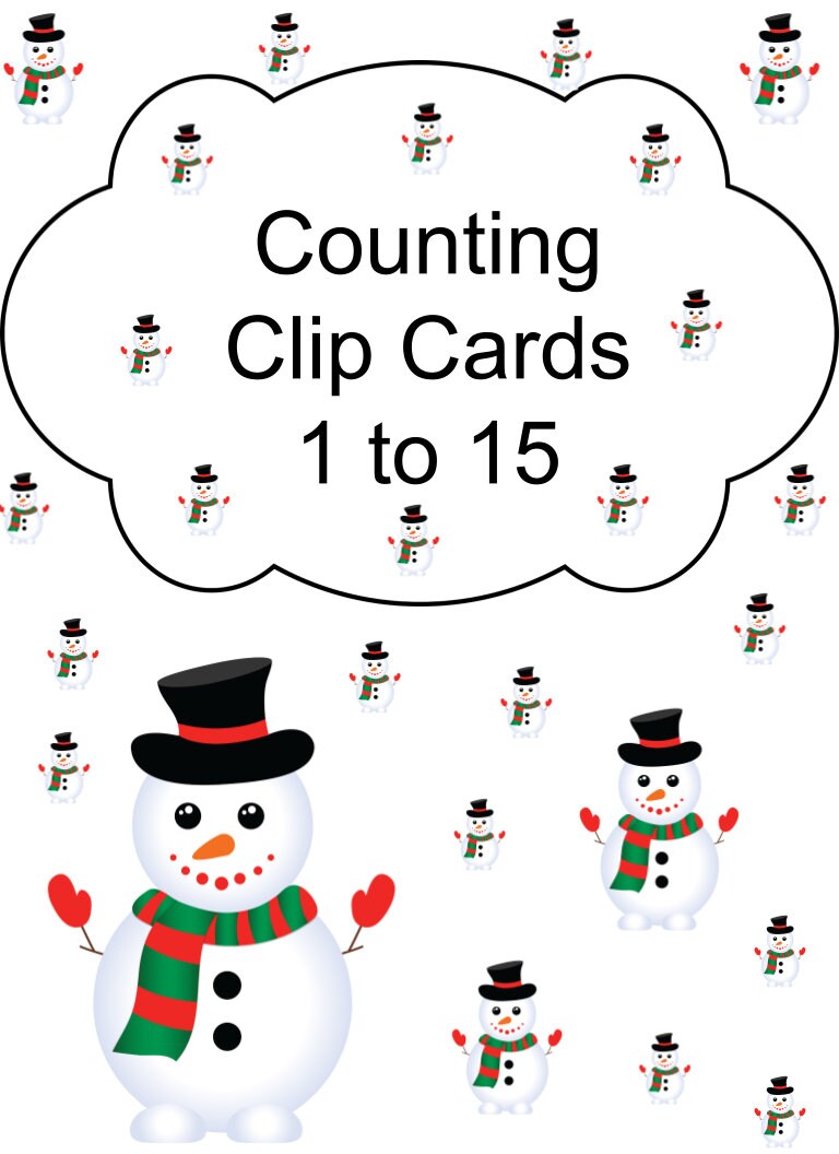 Snowman Winter Clip Cards Numbers 1 to 15 Teacher Gift Idea - Etsy