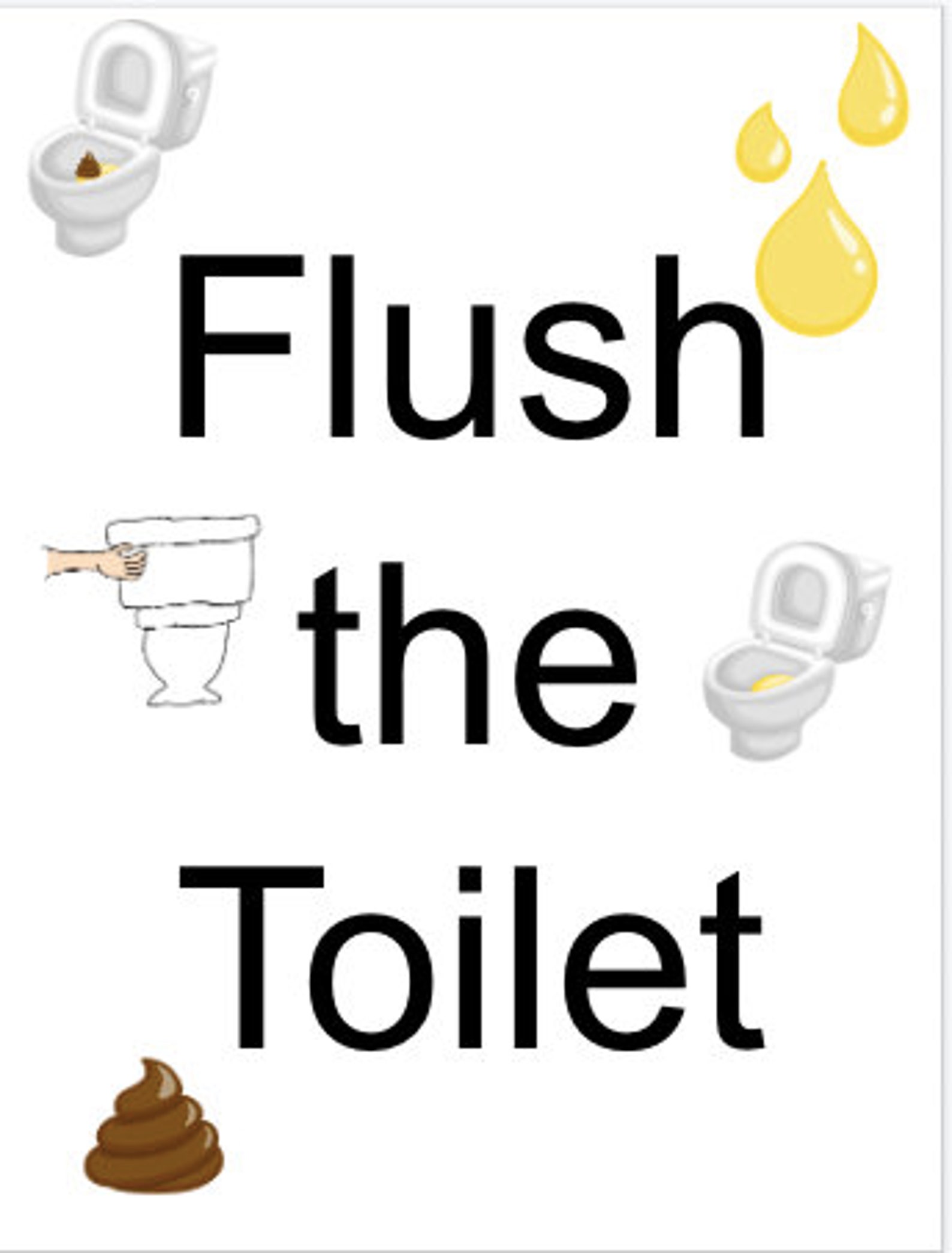 Bathroom Sign Wash Flush the Toilet Poster Wall Art Printable ...