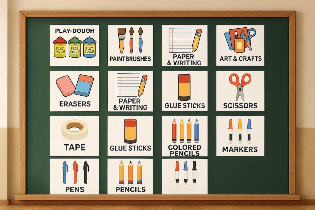 15 PEC School Supplys Picture Cards for Communication Speech Therapy ...